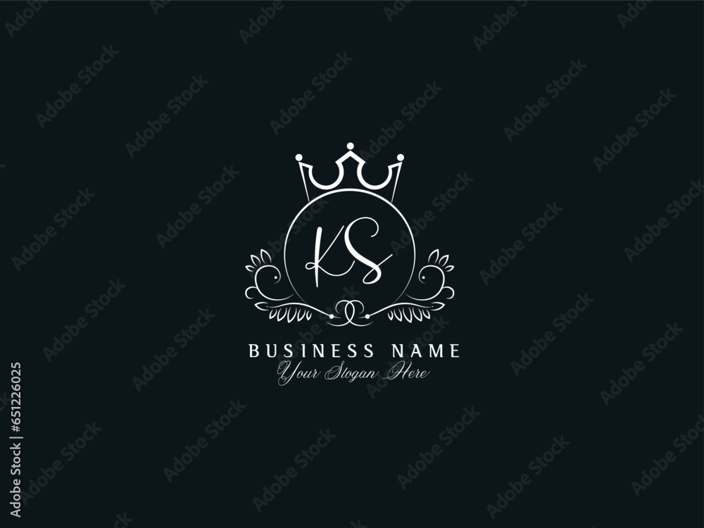 Letter KS Logo Icon Design, Minimal Ks sk Floral Crown Logo Design For ...