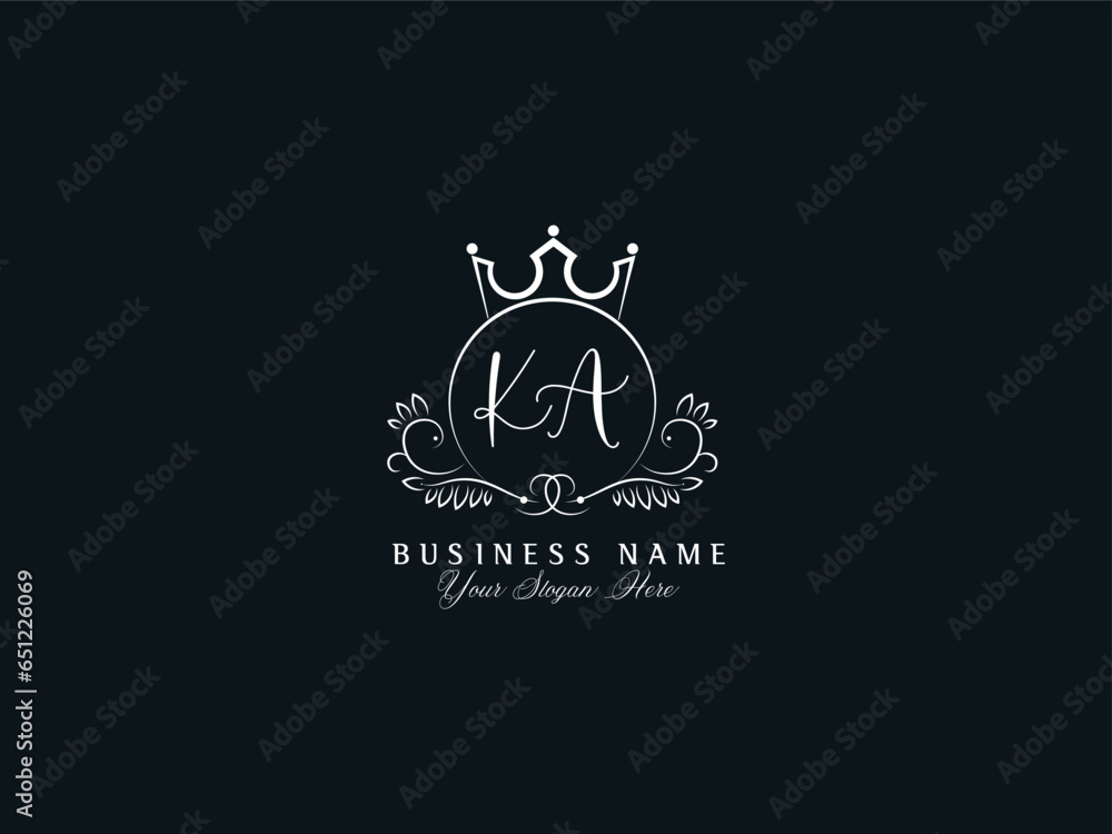 Letter KA Logo Icon Design, Minimal Ka a k Floral Crown Logo Design For ...
