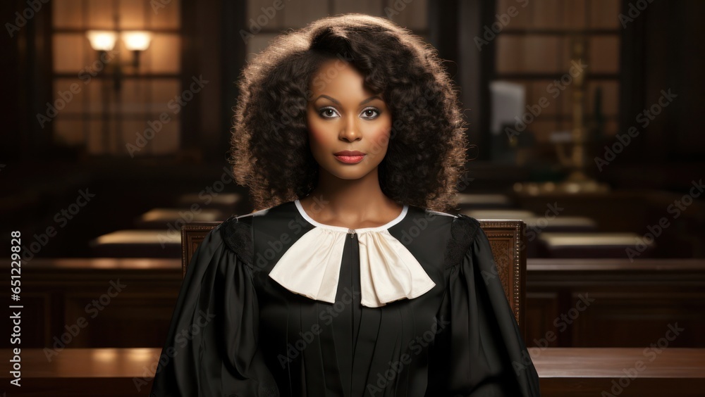 Black Woman Judge Occupation Employment Workplace Backdrop Generative ...