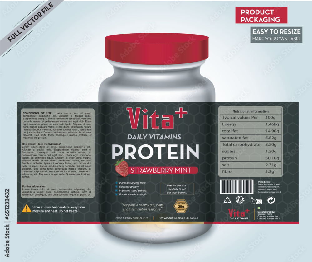 Supplement Label Design, Protein Label, Vitamin bottle packaging ...