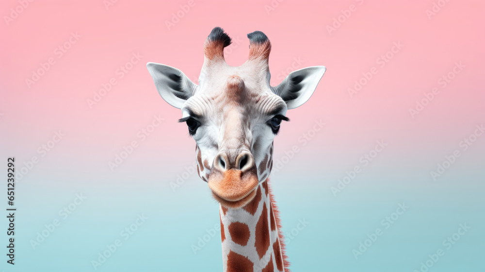 Fancy Giraffe, advertising photography, Pastel color palette background ...