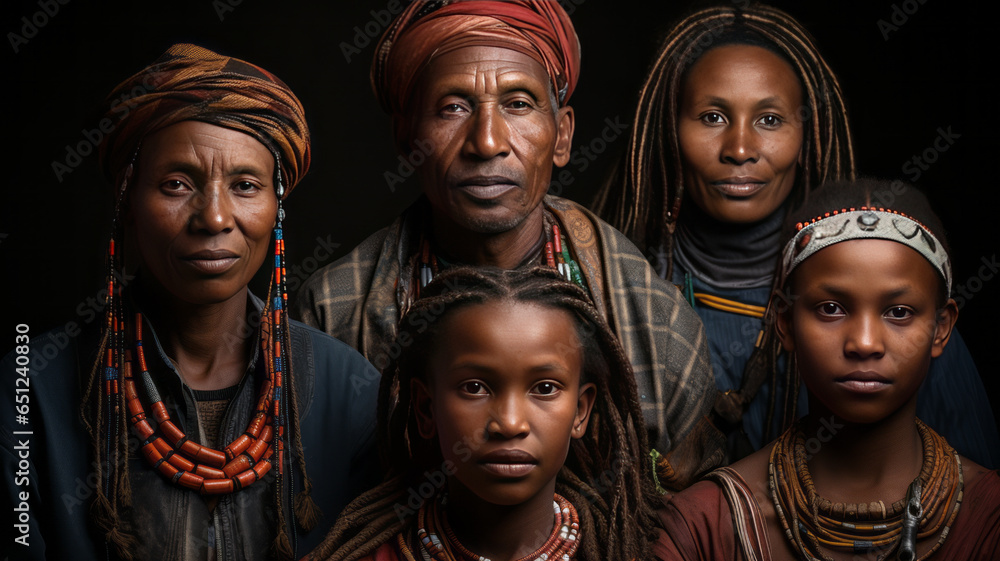 family group photo of Ethiopian native tribal family.generative ai ...