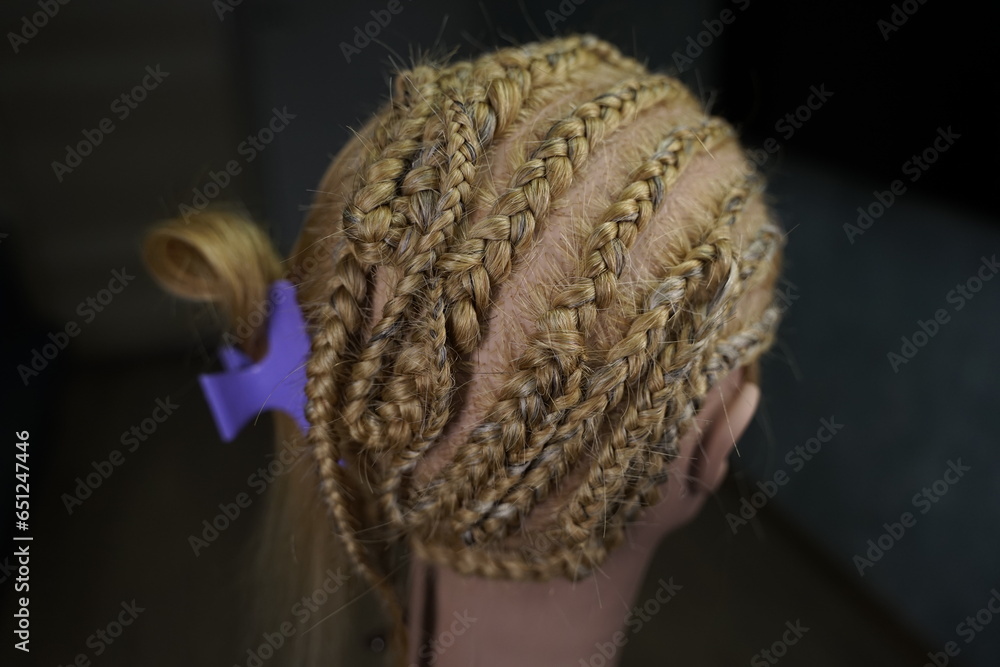 he master demonstrates to his students how to weave an African braid ...