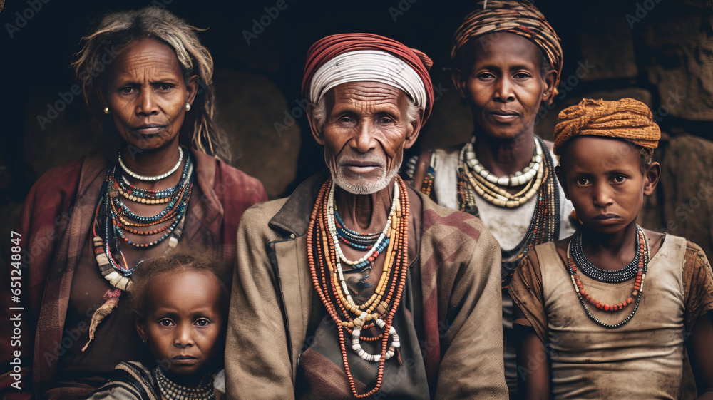 family group photo of Ethiopian native tribal family.generative ai ...