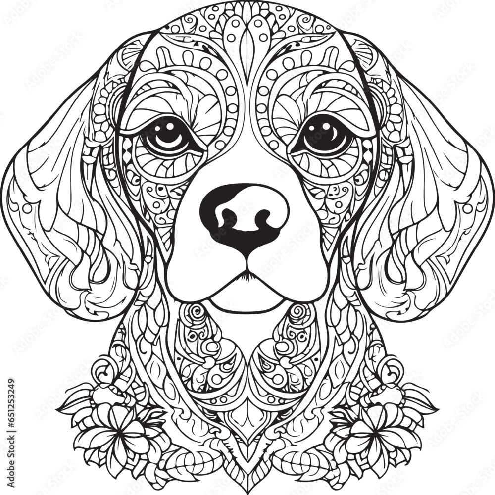 mandala dog Coloring page for adults Stock Vector | Adobe Stock