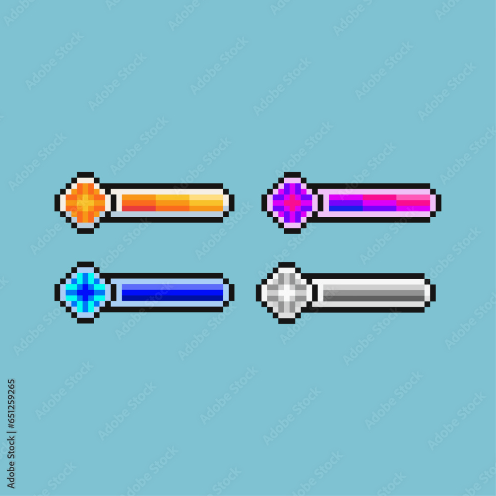 Pixel art sets of bar of sun items loot with variation color item asset simple bits of light bar ...