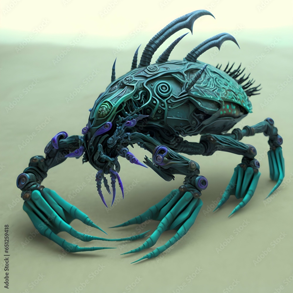 giant mechanical Coenobita brevimanus hermit crab dark gray metal with ...