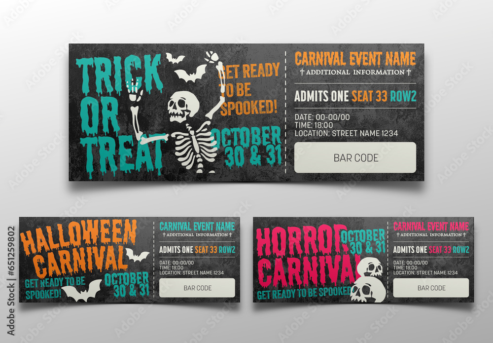 Spooky Halloween Event Tickets Stock Template | Adobe Stock