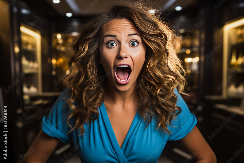 Unforgettable nurse showing dramatic shocked expression, wide open ...