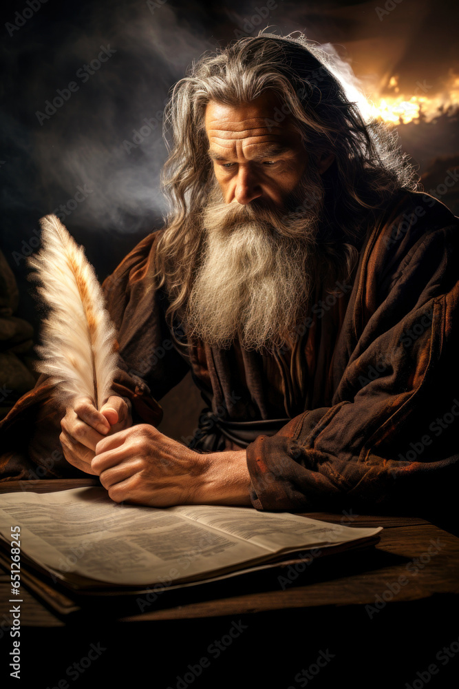 Apostle John imprisoned on the island of Patmos writing the book of ... Apostle John imprisoned on the island of Patmos writing the book of ...