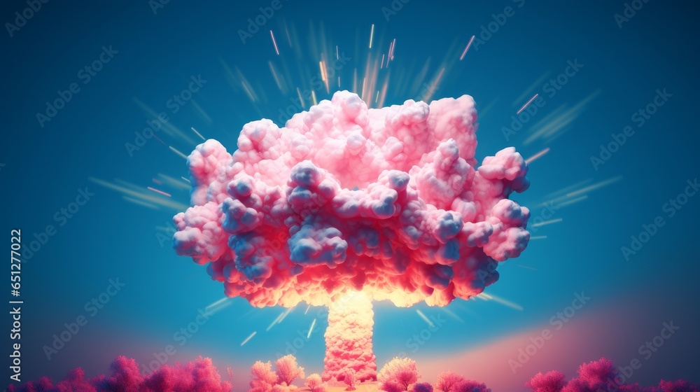 A pink thermonuclear atomic bomb with a soft, Gen Z kitsch aesthetic ...