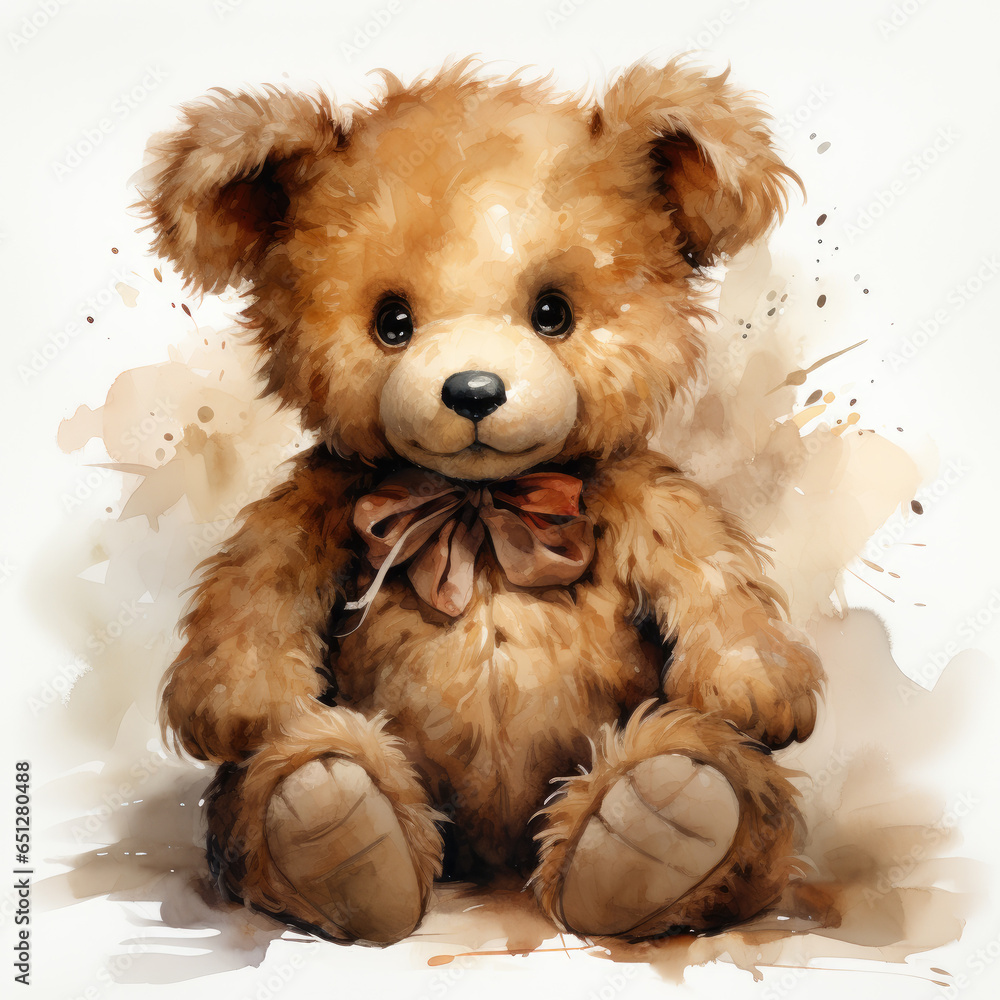 watercolor Teddy Day clipart, Generative Ai Stock Illustration | Adobe ...