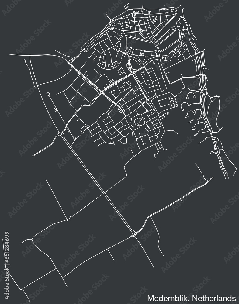 Vecteur Stock Detailed hand-drawn navigational urban street roads map ...
