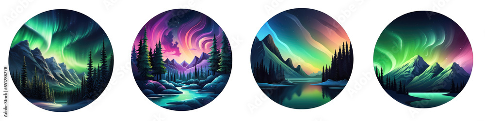 Northern Lights clipart collection, vector, icons isolated on ...