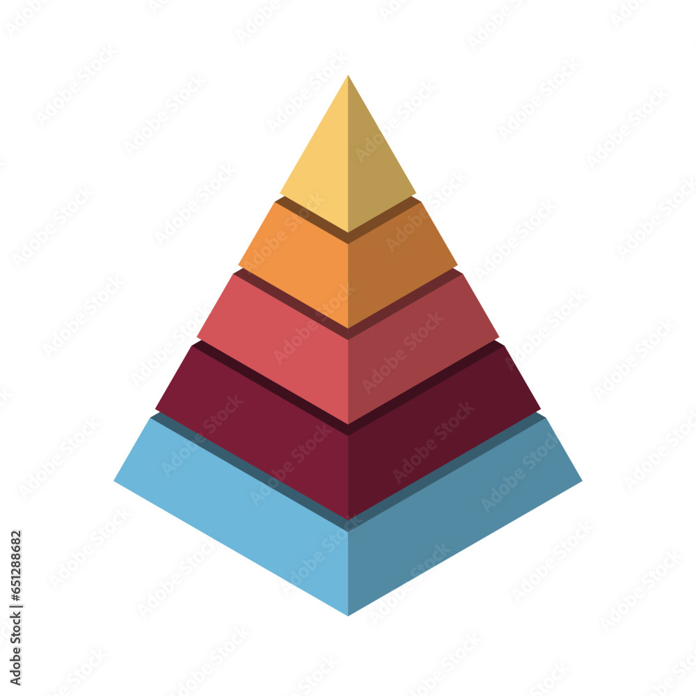 Pyramid graph template with five colorful steps for website or ...