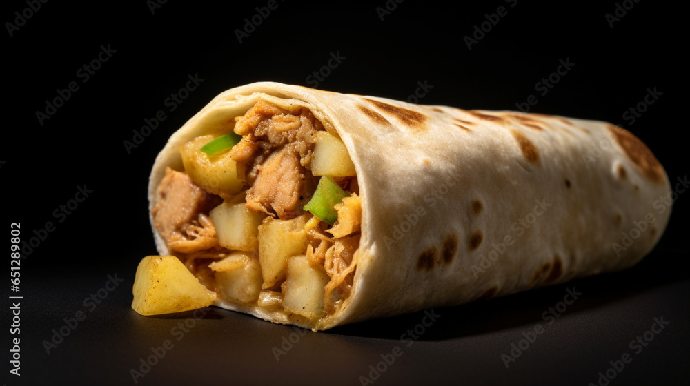 A homemade Roti Roll crafted in the traditional Surinames, generative ...