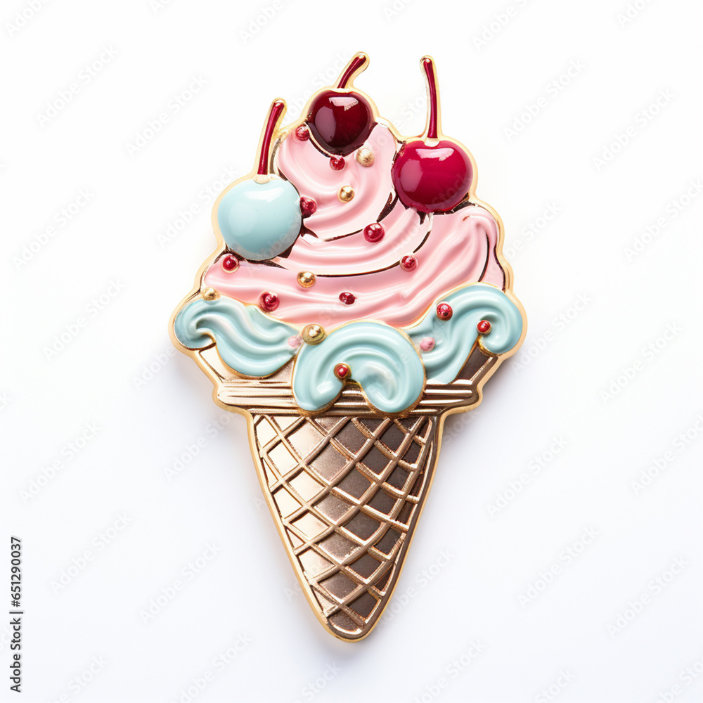 3D Ice cream, 3D embossed cute ice cream cone charm, One ice cream ...