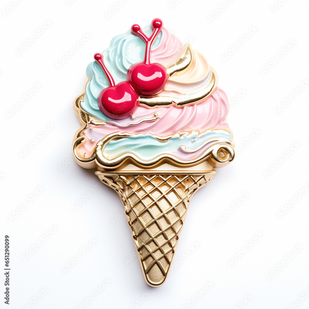 3D Ice cream, 3D embossed cute ice cream cone charm, One ice cream ...