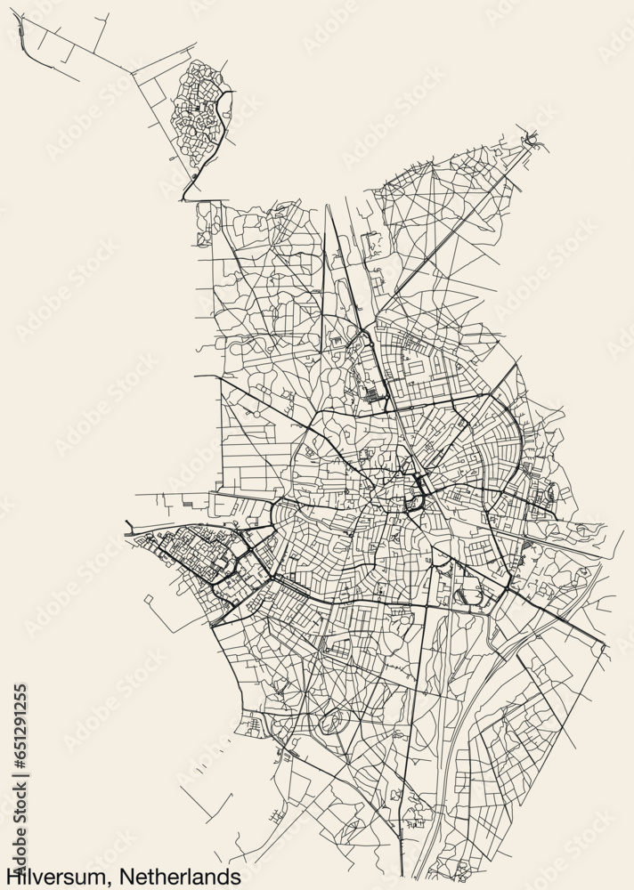 Detailed hand-drawn navigational urban street roads map of the Dutch ...