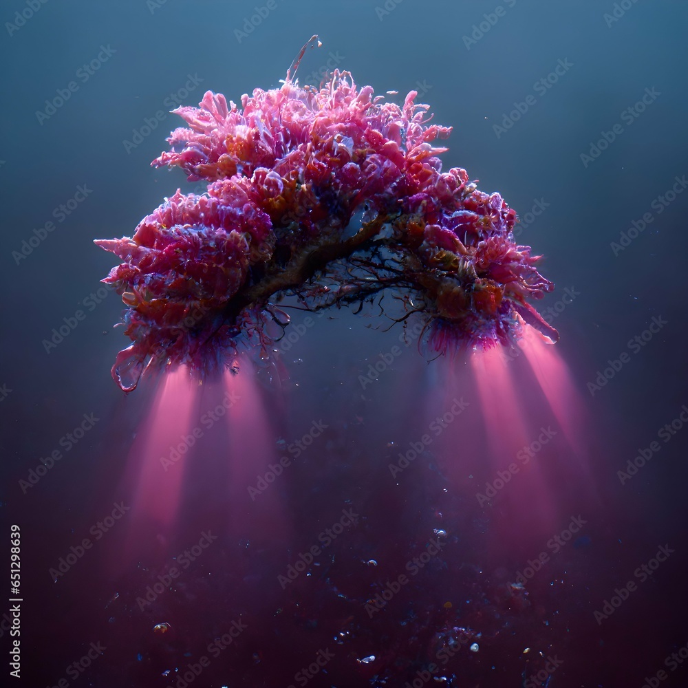Glowing Pink and Purple Coral Polyps Rule of thirds photorealistic ...