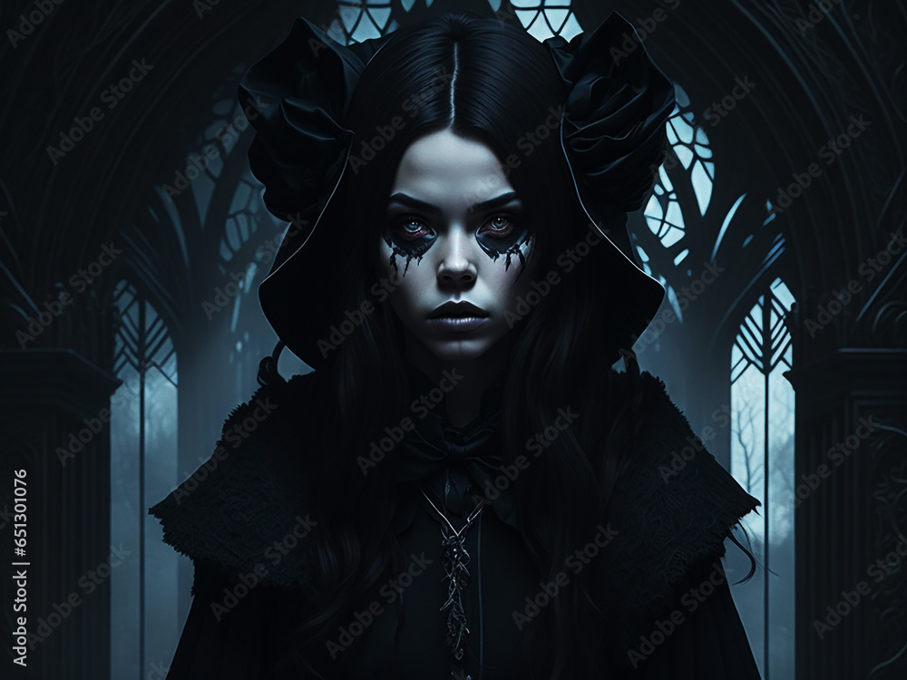 Mysterious gothic girl: A dark and enigmatic portrayal, an embodiment ...