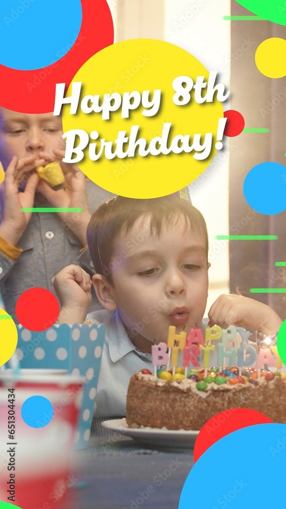 Colorful happy birthday social media announcement template Stock ...