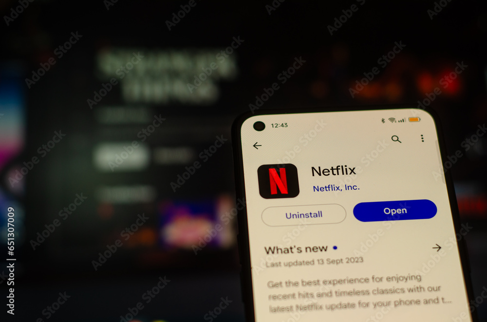 Smartphone with the Netflix app installer on the screen Stock Photo ...