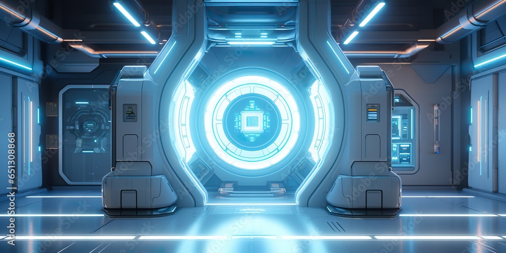 AI Generated. AI Generative. Futuristic space ship galaxy alien door ...