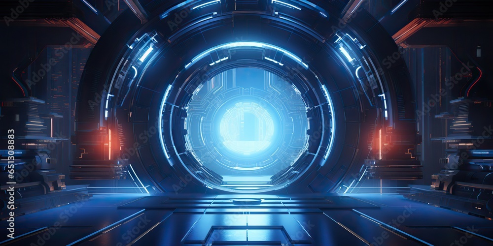 AI Generated. AI Generative. Futuristic space ship galaxy alien door ...
