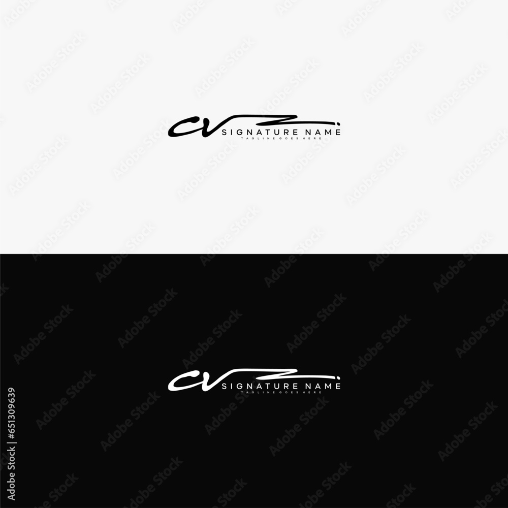 premium CV letter signature logo in handwriting art style monogram ...