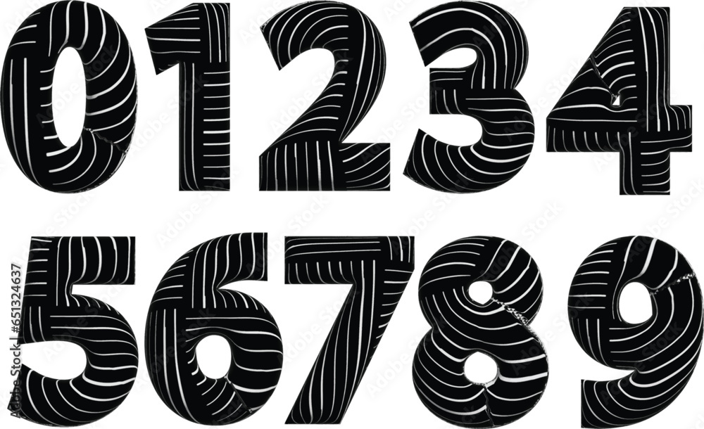 3d numbers.Design black and white texture . Screen print . Vector tire ...