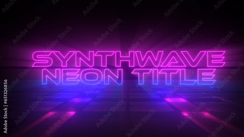 Synthwave Retro Neon Floor Title Intro Stock Template | Adobe Stock