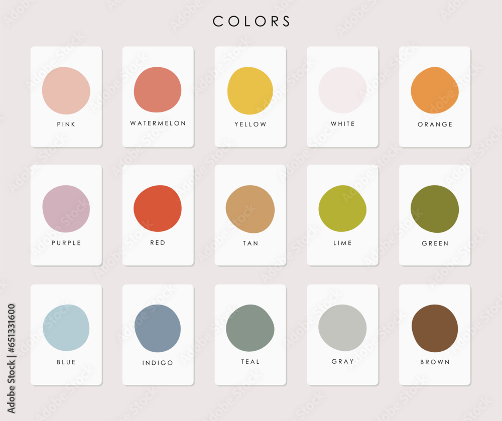 Colors Cards, Educational Cards, Kids materials, Kindergarten vector ...