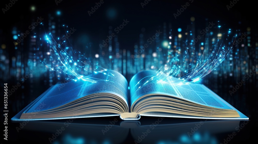 Modern digital book for learning in digital futuristic style. AI ...