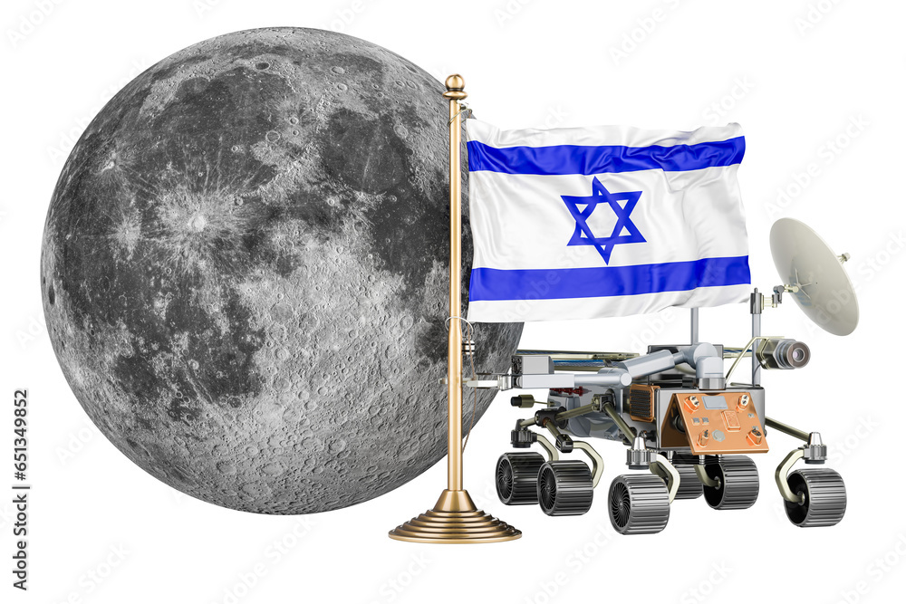 Israeli Lunar Exploration Program. Planetary rover with Moon and ...