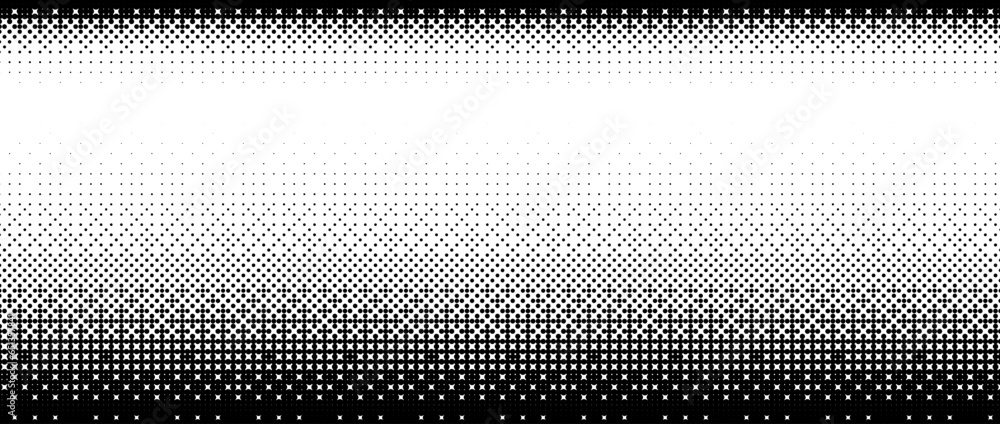 Pixelated bitmap gradient texture. Black and white dither pattern background. 8 bit video game ...