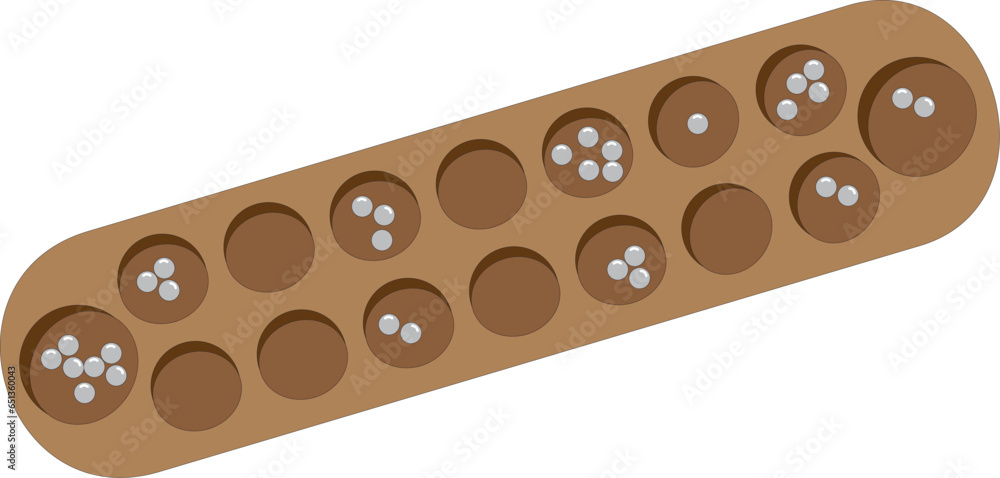 Vector illustration of Malaysian Traditional games Congkak with marble ...