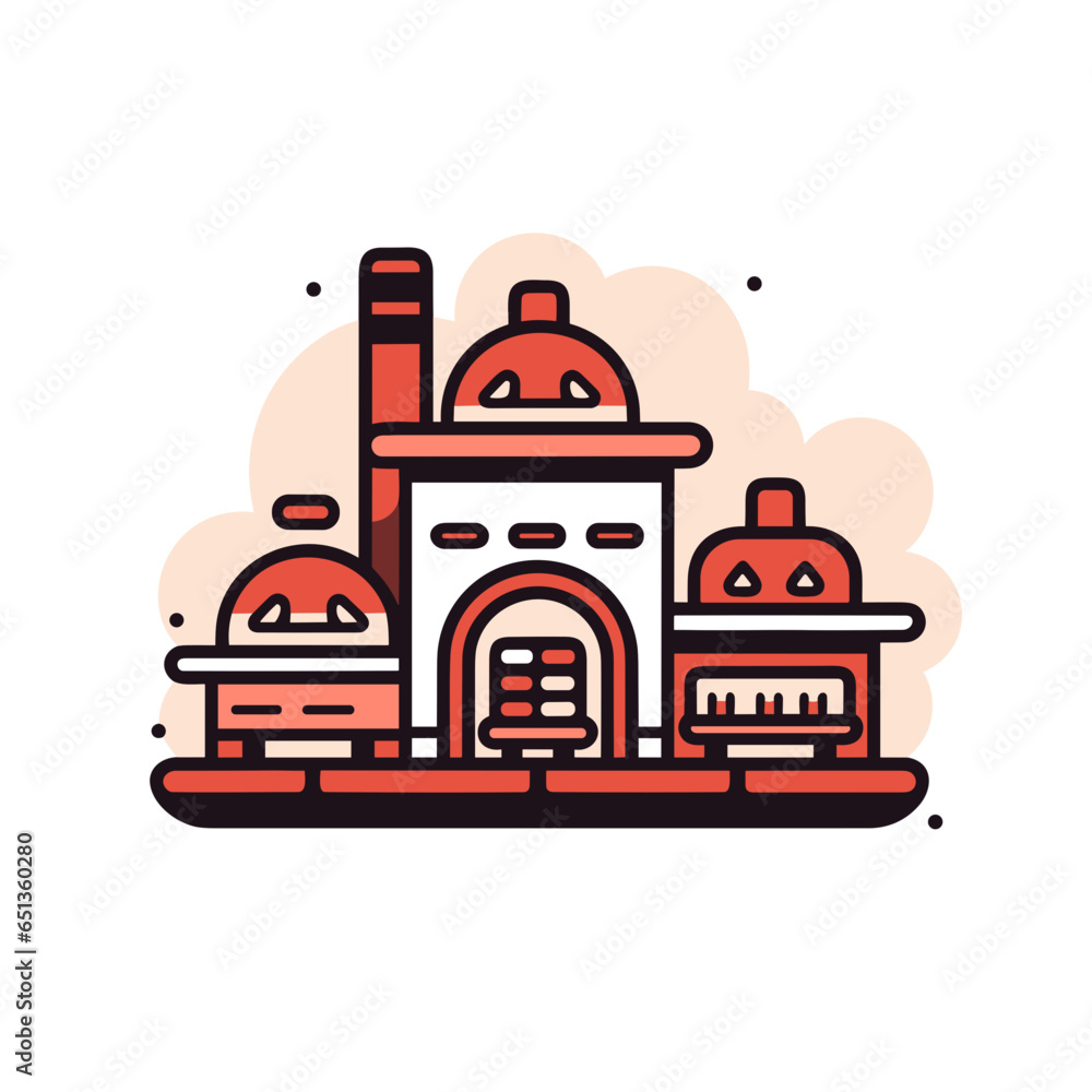Kiln vector icon in minimalistic, black and red line work, japan web ...