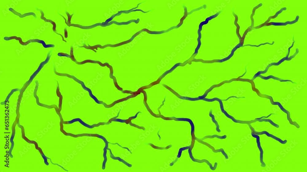 Pulsating cartoon veins on a green screen. Effect of disease ...