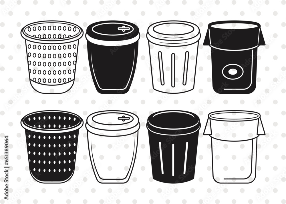 Trash Bin Silhouette, Garbage Svg, Trash Bin SVG, Garbage Can Svg ...