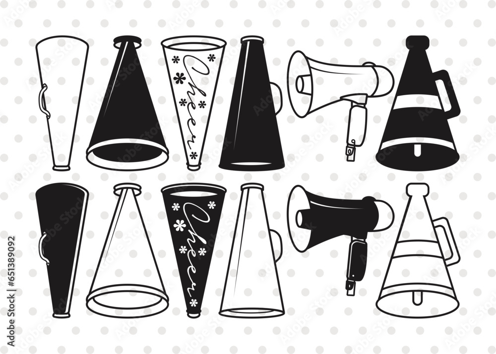 Vetor de Cheer Megaphone Silhouette, Cheer Megaphone SVG, Megaphone Svg ...