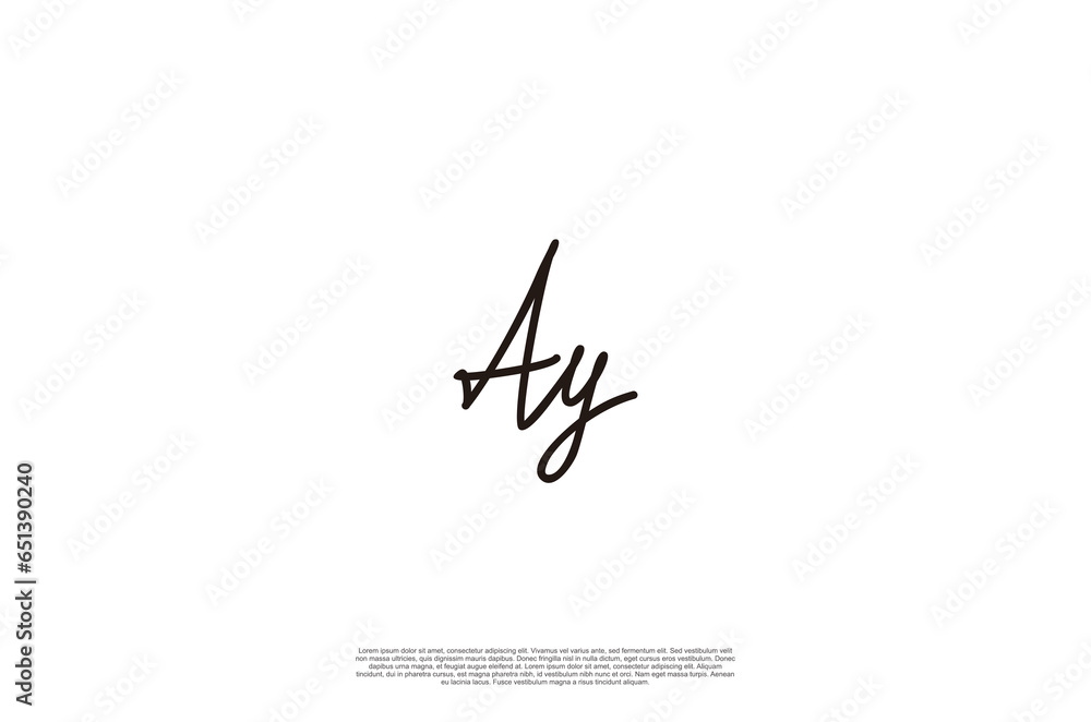 Initial Letter Ay signature style Logo monogram typography for business ...