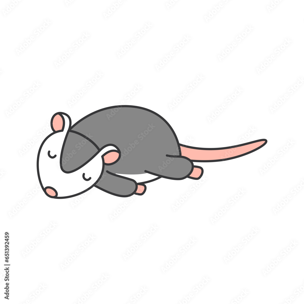 Cute cartoon possum isolated on a white background. Vector illustration ...