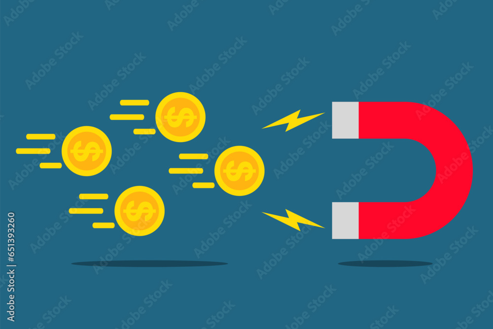 vector business illustration of a magnet that attracts money Stock ...