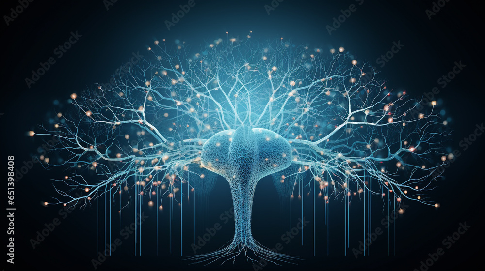 Advanced Neural Network Visualization: Human Brain Synapses Firing in AI Integration Stock ...