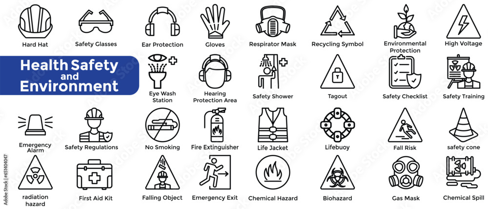 HSE Banner Web Icon Vector Illustration for Health Safety Environment ...