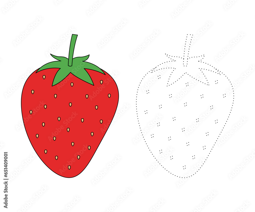 Strawberry. Trace and color for children, coloring page or book ...
