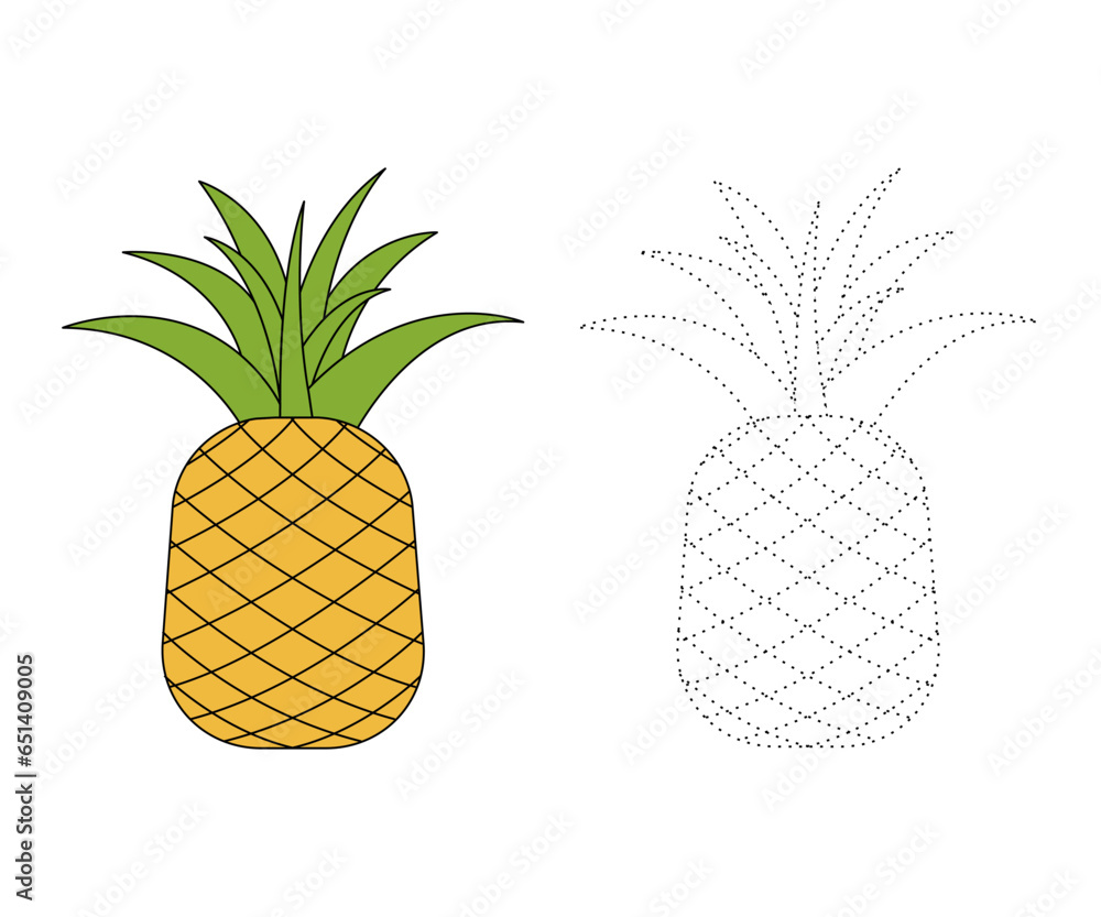 Vecteur Stock pineapple. Trace and color for children, coloring page or ...