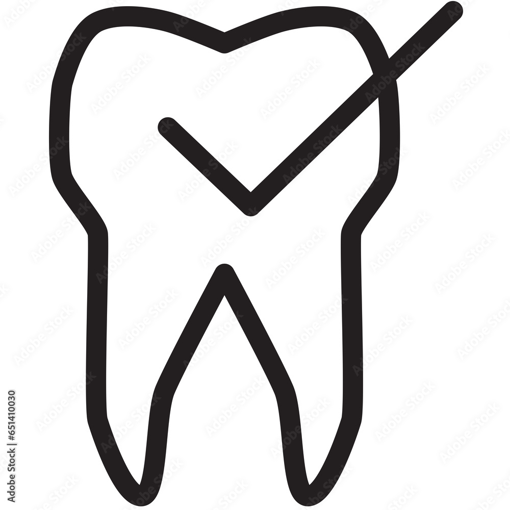 Digital png illustration of big white tooth with check mark on ...