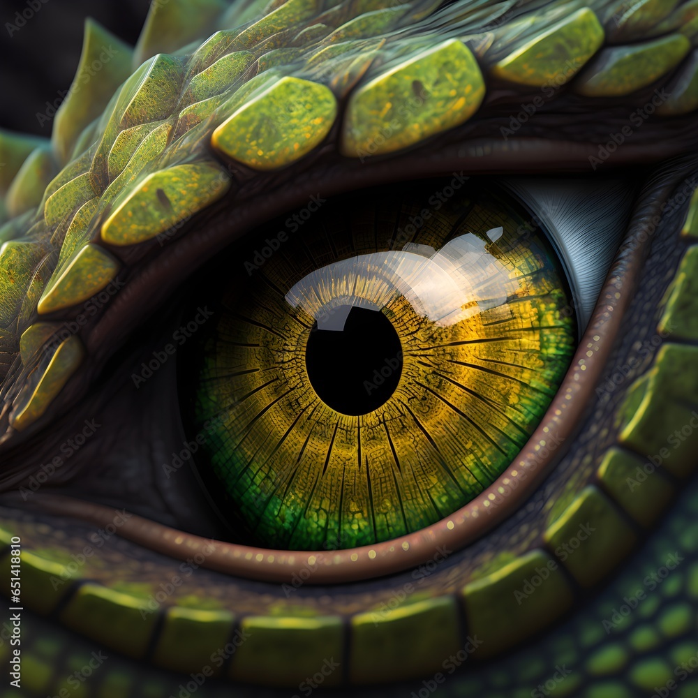 macro shot closeup of a green tyrannosaurus rex eye intricate iris ...